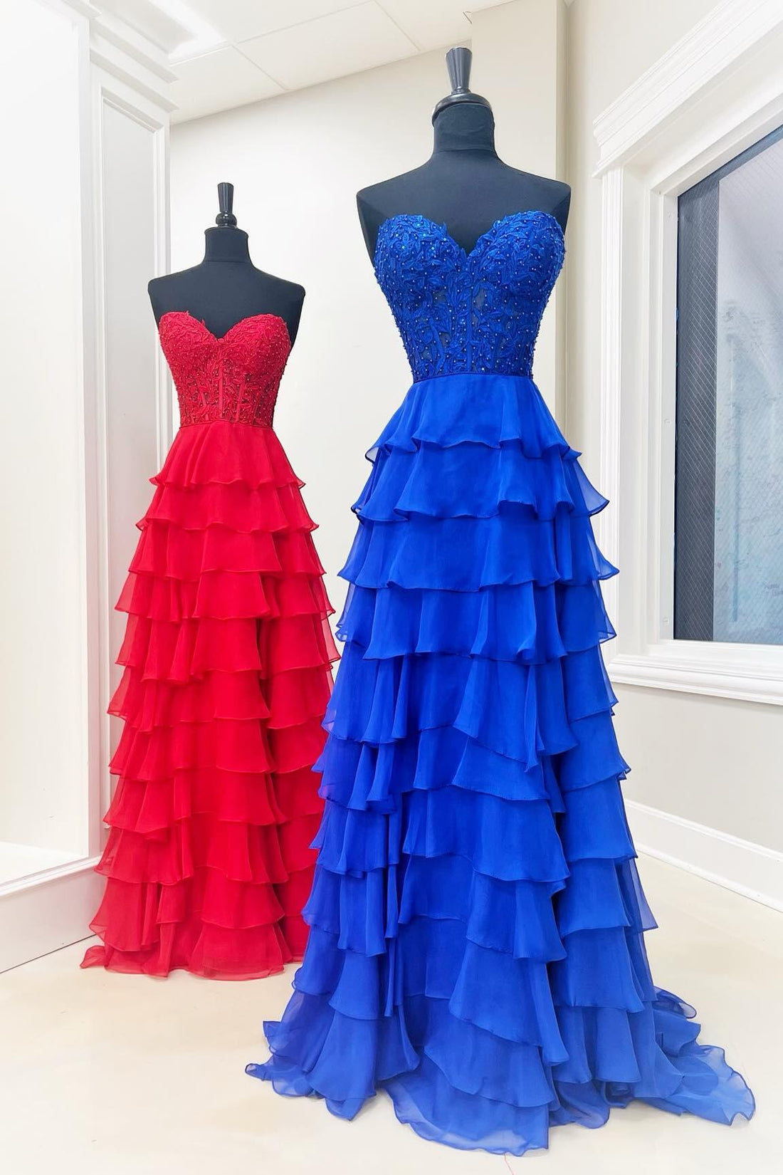 Sweetheart Yellow Lace Tiered Ruffle Prom Dress – Dressesforparty