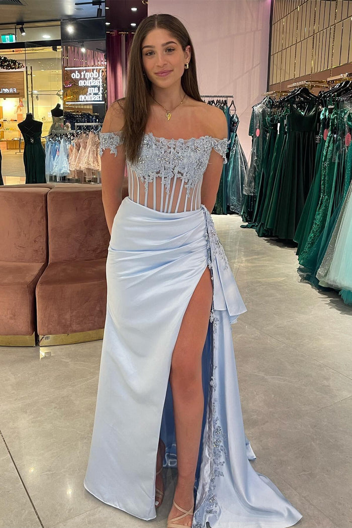 Off the Shoulder Appliques Corset Long Formal Dress – Dressesforparty