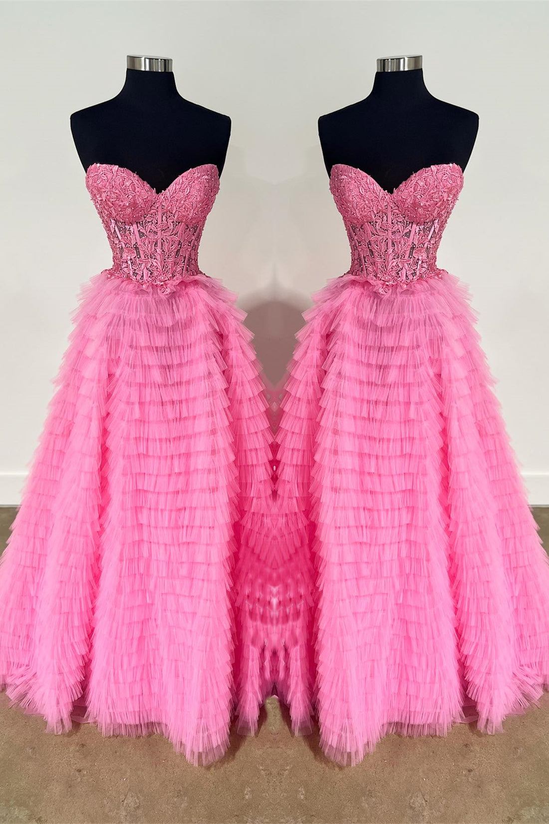 Sweetheart Lace and Tulle Tiered Ruffles Prom Dress – Dressesforparty